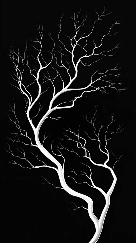 Allover Black And White Tree Branches Tree On Black Paper Drawing