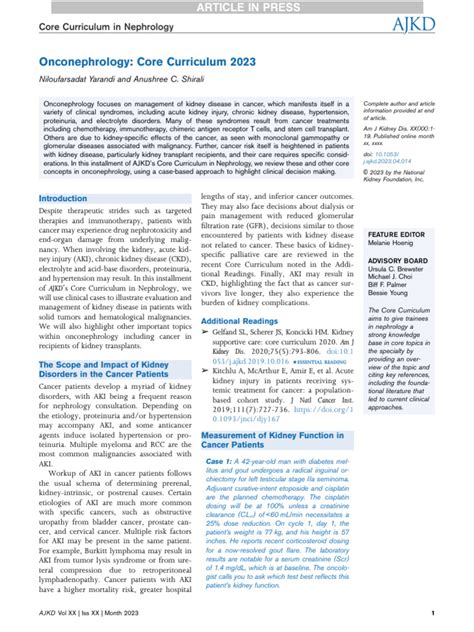 Onconephrology Core Curriculum 2023 Pdf T Cell Vascular