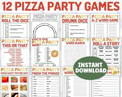 Pizza Party Games Bundle 12 Printable Activities Instant Download