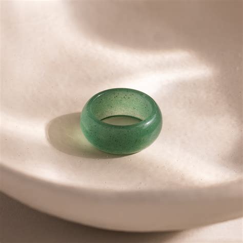 Thick Chunky Green Jade Gemstone Ring Caitlyn Minimalist