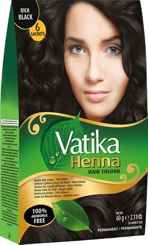 Vatika Henna Haarkleuring Natuurlijk Zwart 6 Sachets Bol