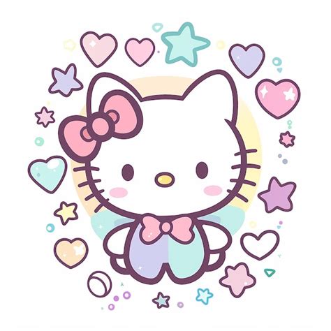 16h Lindo Dibujo De Dibujos Animados De Hello Kitty En Un Fondo Blanco