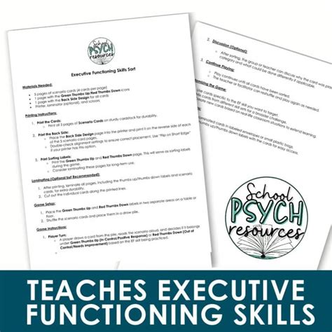 Working Memory Executive Functioning Ef Card Sort Counseling Activity