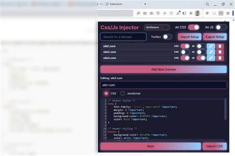 css and js injector extension opera add ons