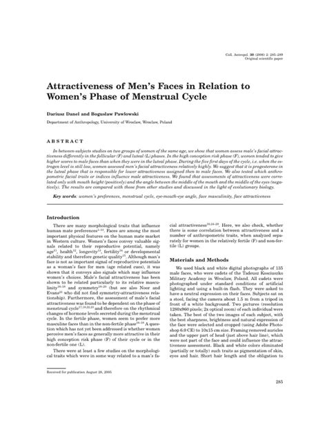 Danel Pdf Physical Attractiveness Menstrual Cycle