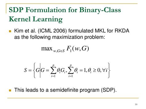 Ppt Learning The Kernel Matrix In Discriminant Analysis Via Qcqp Powerpoint Presentation Id