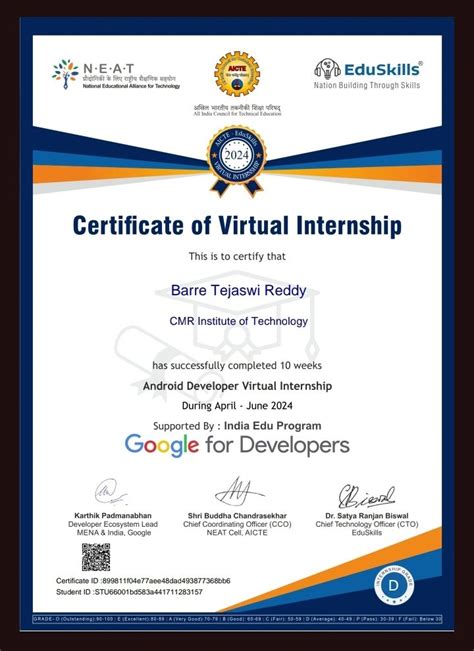 Tejaswi Reddy On Linkedin I Am Excited To Share The Certificate Of Android Developers From The