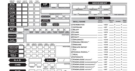 Pathfinder Character Sheet Neceros