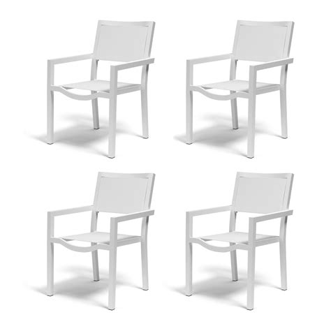 Sunset West Naples 4 Piece Aluminum Stackable Patio Sling Dining Chair