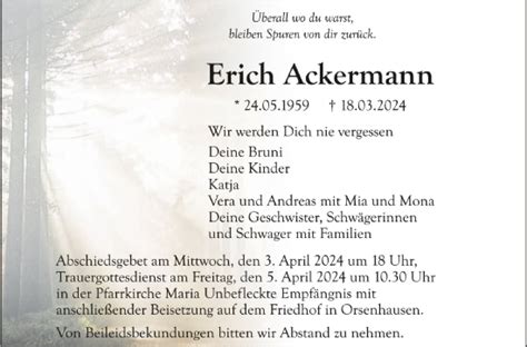 Traueranzeigen Von Erich Ackermann Schwaebische De Trauerportal