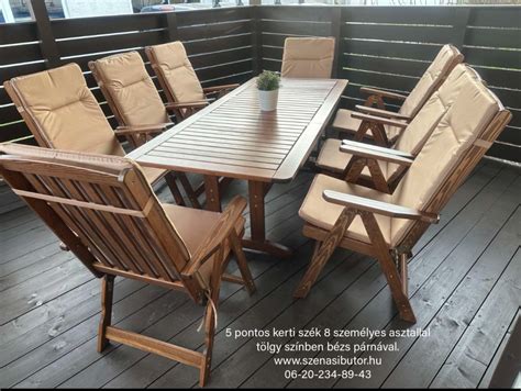 Szénási Bútor Összecsukható Fa Kerti Bútor Szett 6 Személyes Asztal Bővíthető 8 Személyesre A
