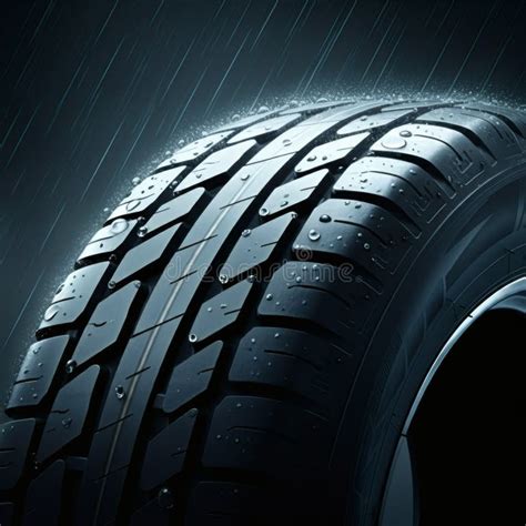 Close Up Wet Tire Tread Design With Water Droplets Automotive Safety