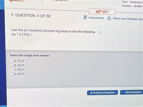 Use The Arc Functions Inverse Trig Keys To Studyx