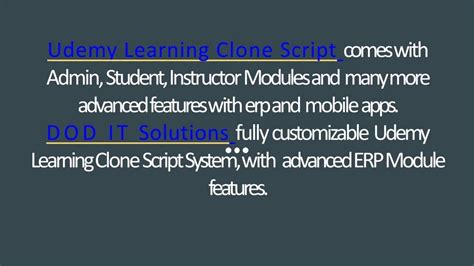 Ppt Readymade Best Udemy Clone Script Dod It Solutions Powerpoint