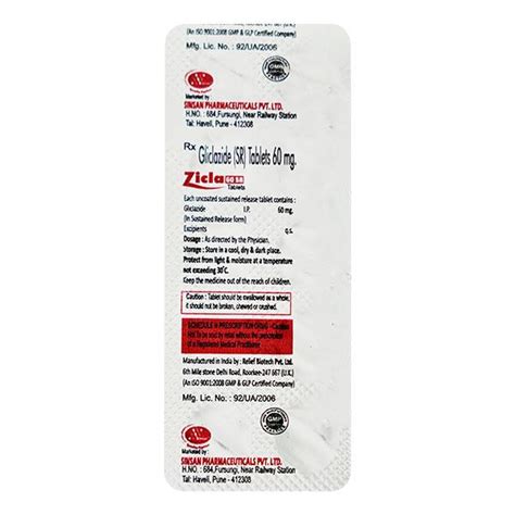 Zicla Sr 60 Tablet 10s Price Uses Side Effects Netmeds