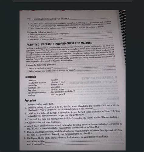 Solved Plot A Standard Curve For Maltose And Absorbance