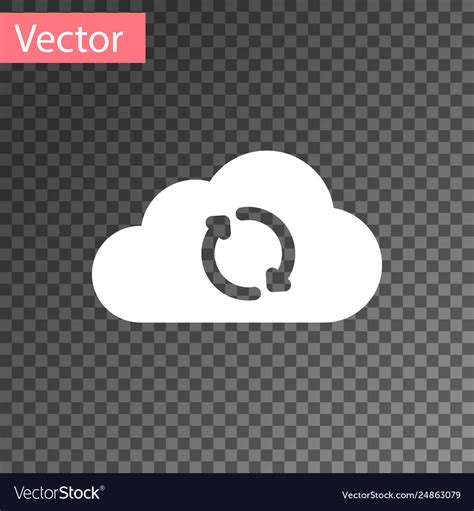 White Cloud Sync Refresh Icon Isolated Royalty Free Vector