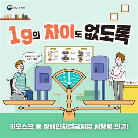 대한민국 보건복지부 키오스크나 모바일 앱 이용 시 비장애인과 장애인 모두 동등하게 접근할 수 있도록