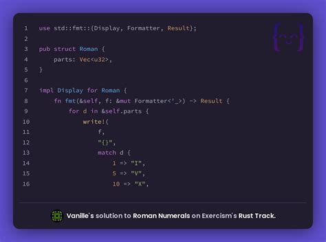 Vanilles Solution For Roman Numerals In Rust On Exercism