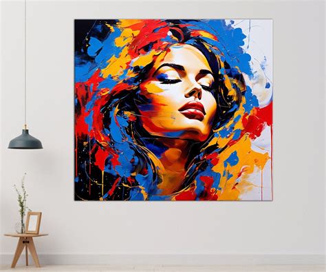 Abstract Woman Face Canvas Print Colorful Contemporary Art Decor Etsy