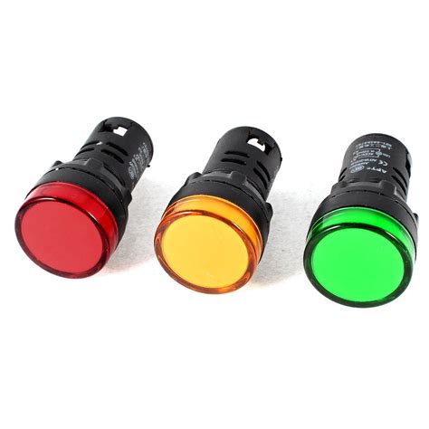 3 Pieces Ad16 22d S Green Yellow Red Pilot Light Panel Indicator 22mm Dc 12v