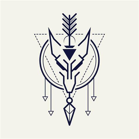 Illustration Of An Arrow Pattern Tattoo Design With A Wolf Head
