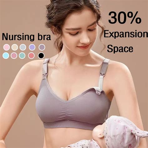 Nursing Bra Maternity Breastfeeding Bra Push Up Cotton Breathable