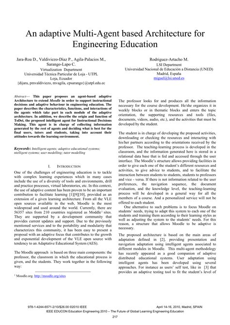 pdf an adaptive multi agent based architecture for engineering education