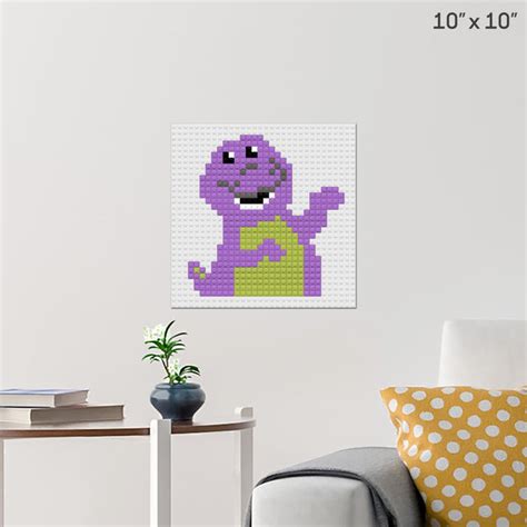 Barney Pixel Art Wall Poster Build Your Own With Bricks Brik