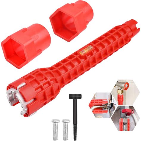 Thovorrnl 8 In 1 Kitchen Faucet Wrench Tool Sink Basin Wrench Red