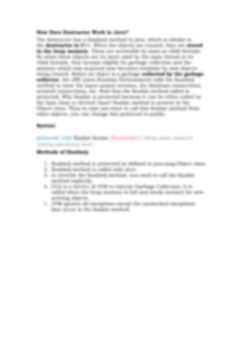 Solution Java Destructor Studypool