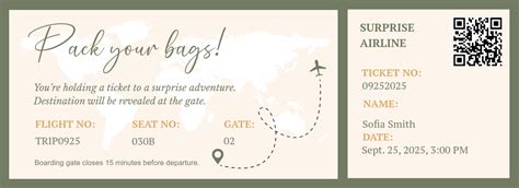 Free Surprise Trip Boarding Pass Invitation Template To Edit Online
