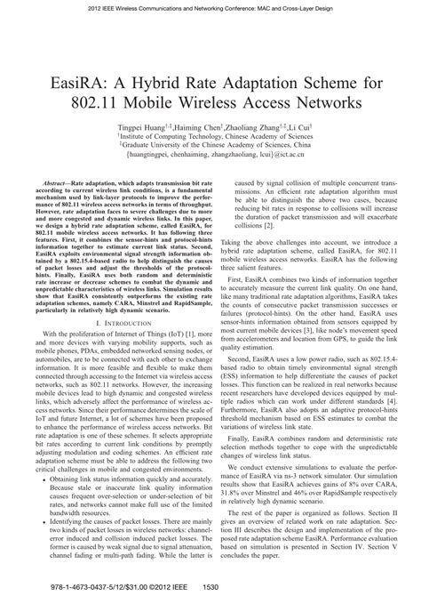 Pdf Easira A Hybrid Rate Adaptation Scheme For 802 11 Mobile Wireless Access Networks