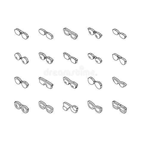 Glasses Optical Style Frame Isometric Icons Set Vector Stock Vector