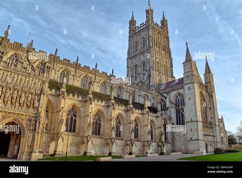 Cathedral Entrance Gloucester Cathedral Gloucester Hi Res Stock