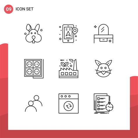 9 Creative Icons Modern Signs And Symbols Of Leaf Socket Bedroom Plug Building Editable Vector