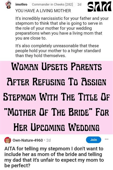 Woman Upsets Parents After Refusing To Assign Stepmom With The Title Of Mother Of The Bride For