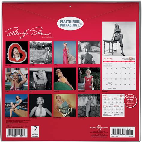 Marilyn Monroe Bandw 2026 Wall Calendar Carousel 261114 Military