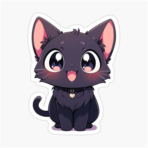 Cute Kawaii Anime Black Cat Kitty Sticker