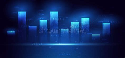 Arrow Up Finance Chart Stock Market Growth Glowing Light Effect On Dark Blue Background