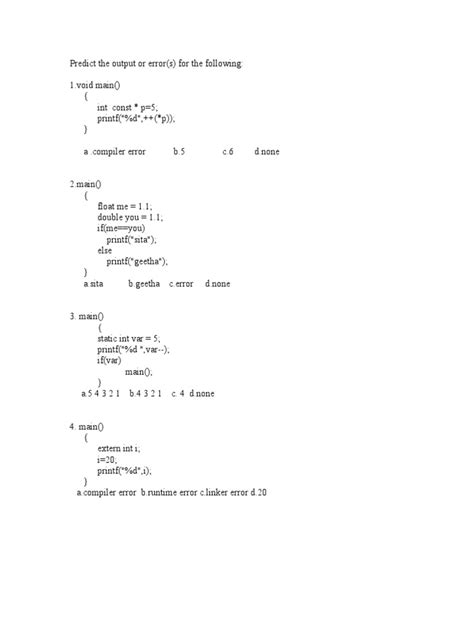 C Questions Pdf Integer Computer Science C Programming Language