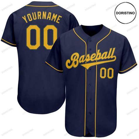 Custom Personalized Navy Gold Doristino Awesome Baseball Jersey