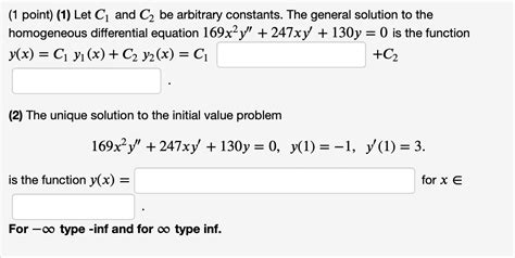 solved 1 point 1 let c1 and c2 be arbitrary constants
