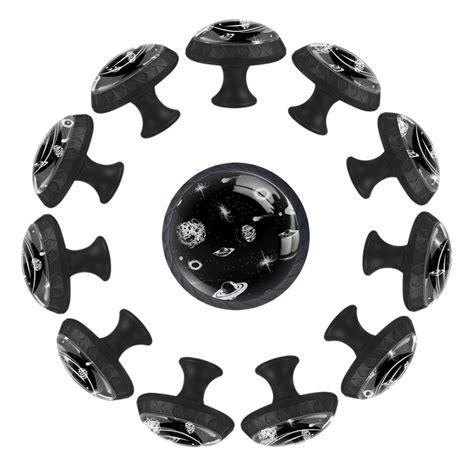 12 Pack Round Crystal Glass Knobs Space Planets Universe Pull Handle