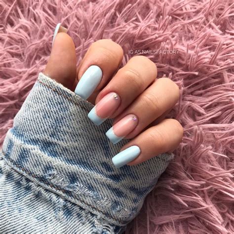 Spring Nails 2023 French Nails Paznokcie French Blue Nails Niebieskie Paznokcie Wiosenne