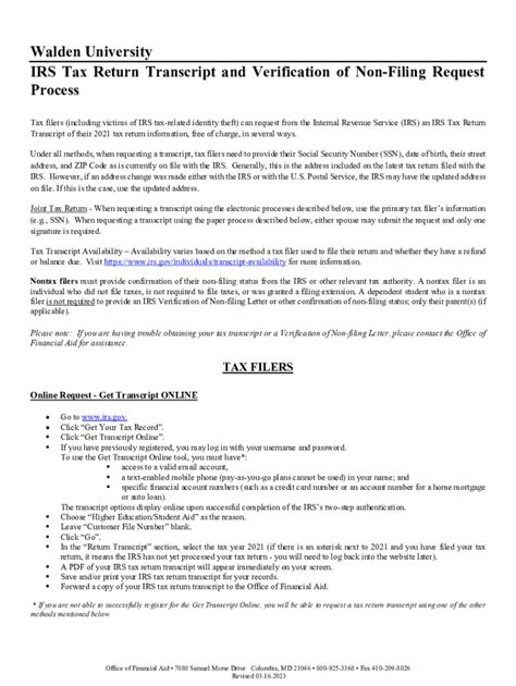 Fillable Online 2016 2017 Irs Tax Return Transcript Request Process