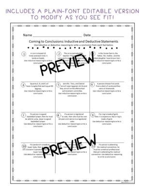 Inductive And Deductive Reasoning Editable Student Practice Pages Made By Teachers