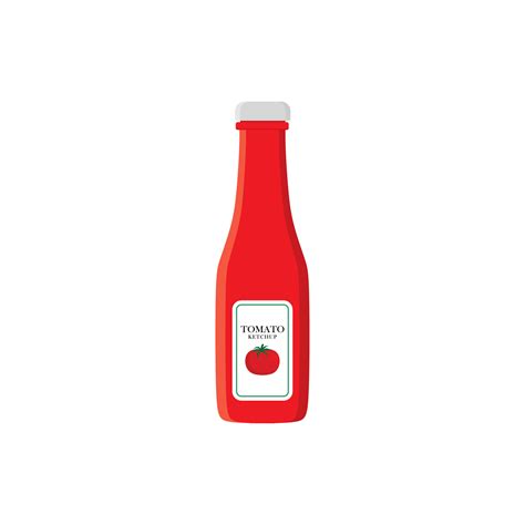 Tomato Ketchup Flat Design Vector Illustration Bottle Tomato Red Sauce