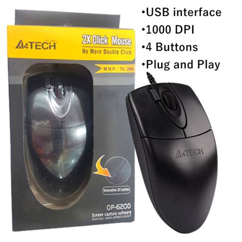 A4tech Op 620d 2x Click Wired Usb Optical Mouse Hasan Store