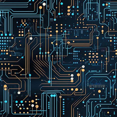 Futuristic Circuits Modern And Seamless Pixel Pattern Premium Ai Generated Image